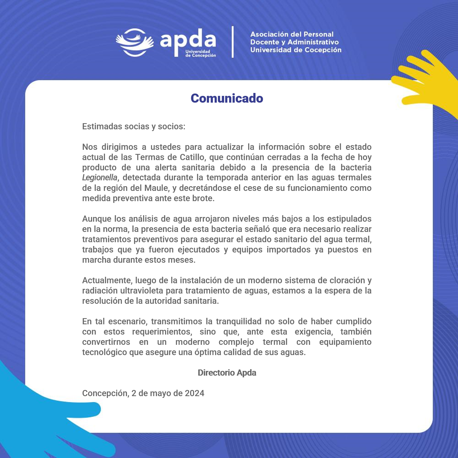 Termas de Catillo – APDA UDEC – Asociación de Personal Docente y ...